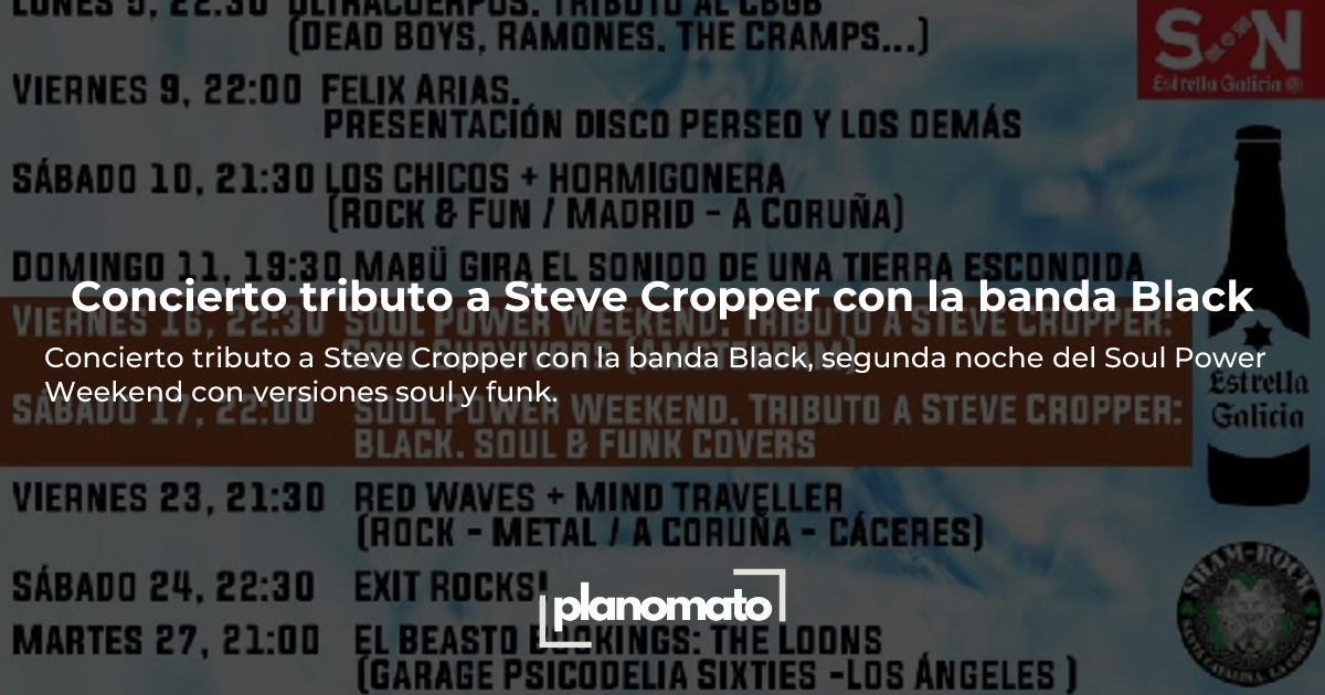 Concierto tributo a Steve Cropper con la banda Black - Planomato